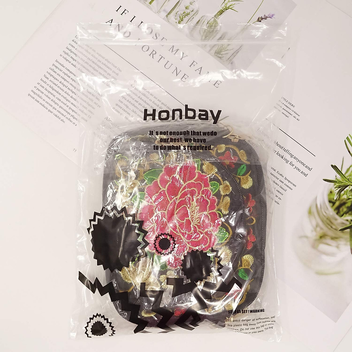 Honbay 1PCS Yunnan Ethnic Style Handmade Embroidered Crossbody Bag Mini Canvas Shoulder Bag