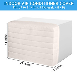 Tatuo 2 Pieces Indoor Air Conditioner Cover Inside Window Unit Double Insulation Cover with Drawstring (White, 21 x 14 x 3 Inch)