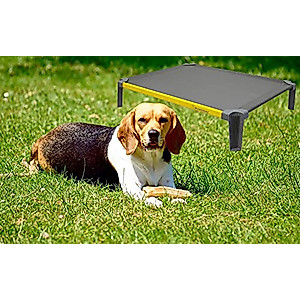 ROODO Elevated Dog Bed Cooling Raised Dog Bed Aluminum Frame and Durable Teslin Mesh Fabric Pet Cot Easy Installation Without ToolsUnique Design of Non-Slip Feet Pet Bed Indoor or Outdoor Used Medium