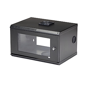 StarTech.com 2-Post 6U Wall Mount Network Cabinet w/ 1U Shelf, 19" Wall-Mounted Server Rack for Data Computer Equipment