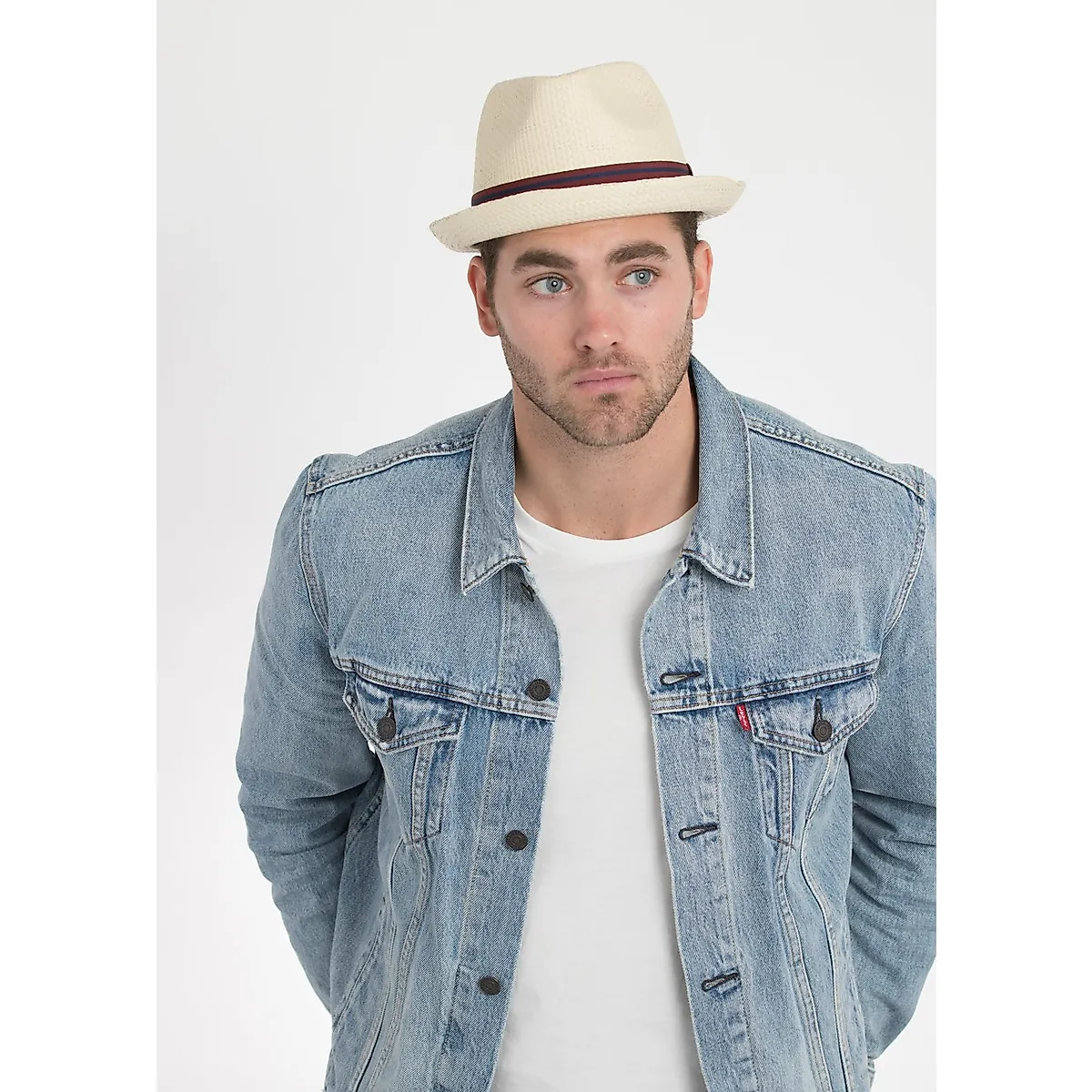 Peter Grimm Men's Standard Depp Natural Straw Fedora, Small-Medium