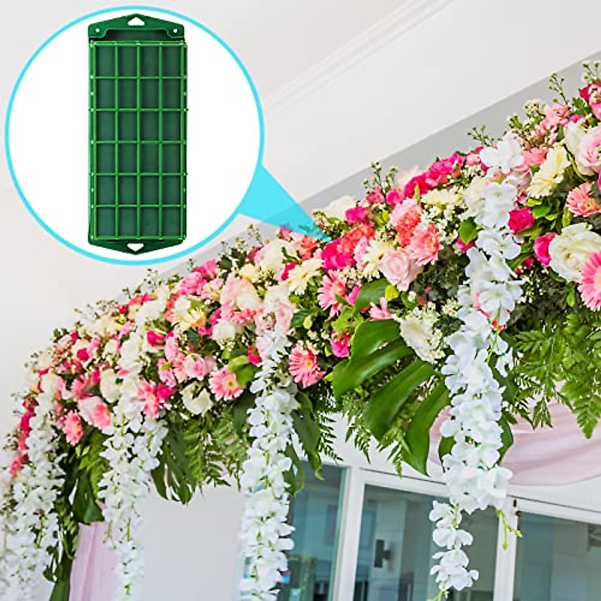 Floral Foam Cage Flower Holder with Floral Foam for Fresh Flowers Cage Bowl for Table Centerpiece Floral Arrangement, Rectangle, 30 x 12 x 8 cm (4 Pieces)