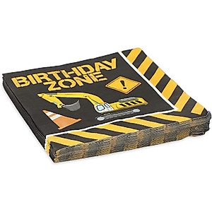 Construction Birthday Party Dinnerware, Banner, Hats (Serves 24, 146 Pieces)