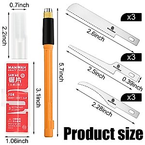 Mini Hand Saw Model Tools Modelling Knife Hobby DIY Craft Razor Saw Hacksaw Tool Kit with 9 Pieces Craft Blades for Hand Cutting Tree Limbs and Branches