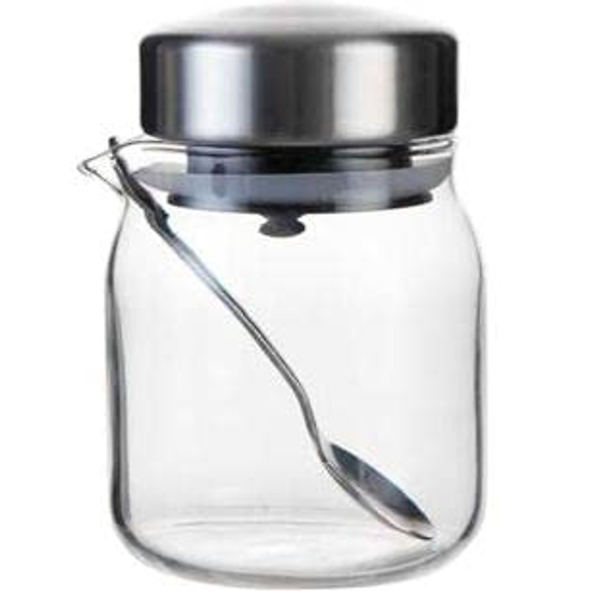 J&M DESIGN Sugar Bowl With Lid And Spoon Creamer & Dispenser Bowls Set For Kitchen Countertop Coffee Bar Accessories Containers Glass Milk Carton 7oz Holder Sugar Container Jar Stainless Steel Lid