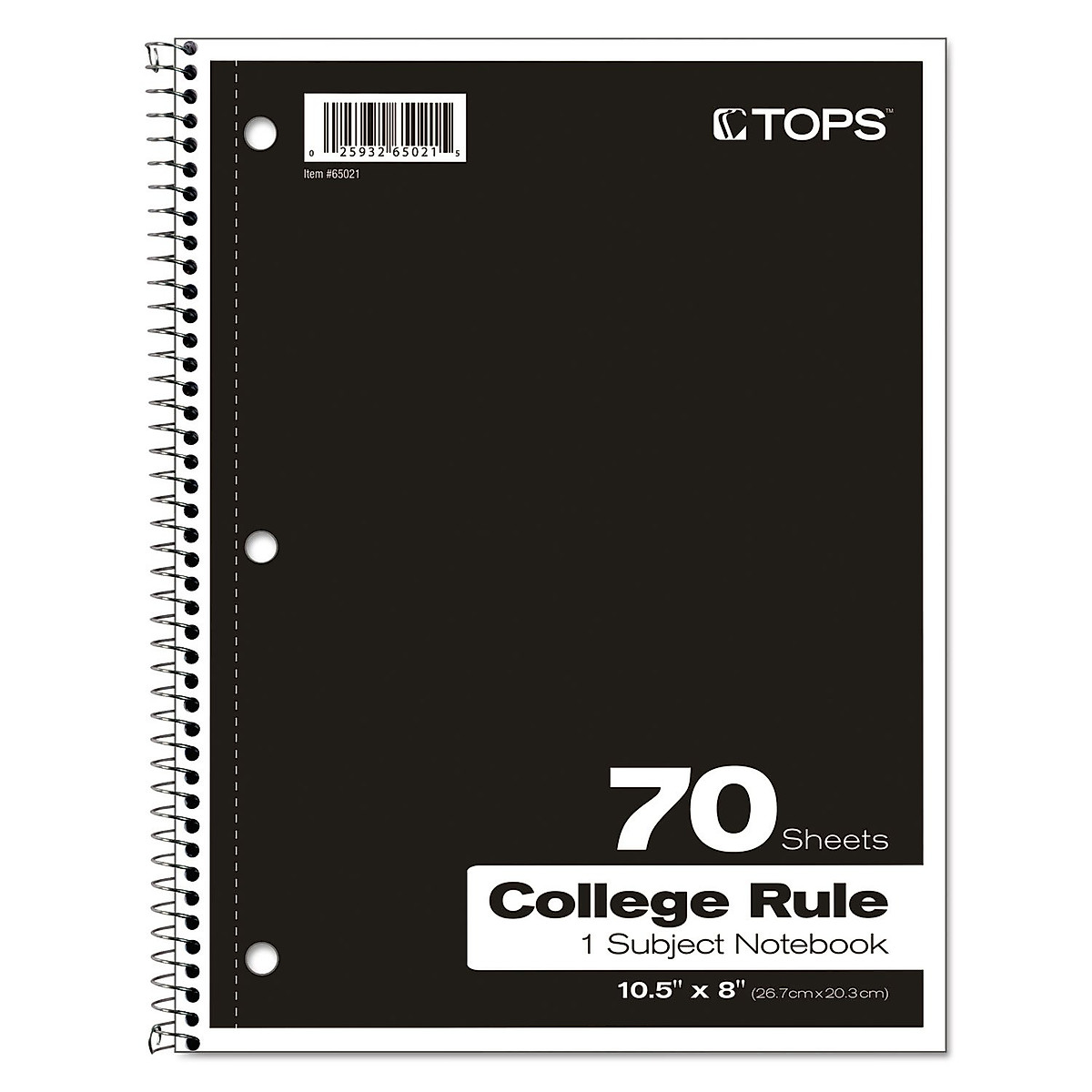 Oxford Spiral Notebook, 1-Subject, College Ruled Paper, 70 Sheets, Color May Vary, 1/Notebook (65021) (Pack of 1)