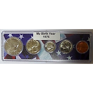 1976-5 Coin Birth Year Set in American Flag Holder Uncirculated