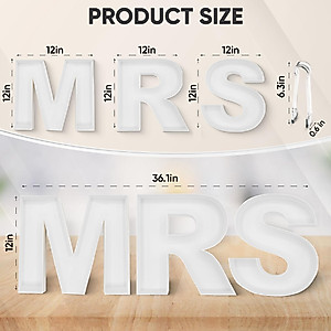 VLN Designs 12-Inch Cardboard MRS Charcuterie Letters with Clear Tongs - Perfect for Bachelorette Party Decorations, Bridal Shower Decorations, Bride-to-Be, Wedding Shower Decorations, & She Said Yes!