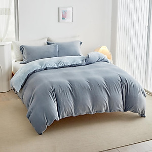 ARYURBU Flannel Queen Size Comforter Set, 3 Pieces Ultra-Soft Fuzzy Warm Luxury Grey Beding Set for Winter with 2 Pillow Cases