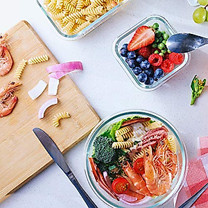 Bayco 24 Piece Glass Food Storage Containers with Lids, Glass Meal Prep Containers, Airtight Glass Lunch Bento Boxes, BPA Free & Leak Proof (12 lids & 12 Containers) - White