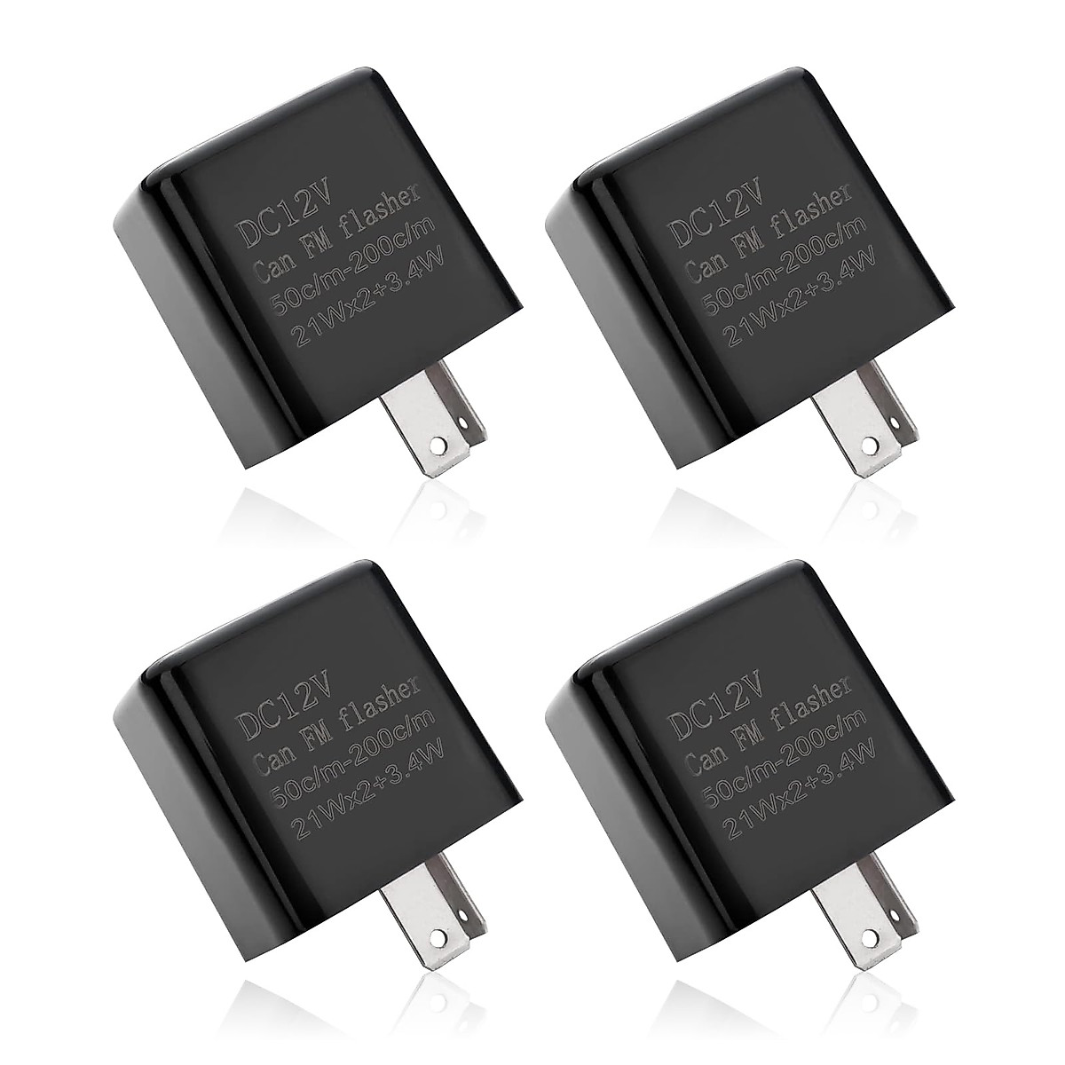 Dewkou 4 Pack Flasher Relays, 12 V LED Turn Signal Hyper Flash Relay, 2 Pin Speed Adjustable Electronic Flasher Relay, for Motorcycle, Car (Black)