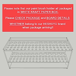 HESHUYU Wooden Paint Brush Holder 67 Hole and Large Tool Compartment Paint Brush Organizer Desk Paintbrush Holder Stand Wood Paint Brush Rack