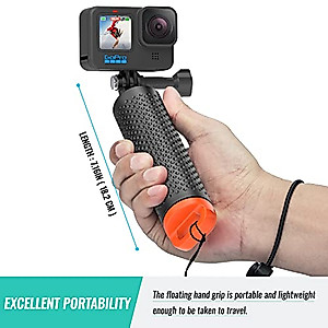 Wealpe Floating Hand Grip Waterproof Handle Compatible with GoPro Hero 11, 10, 9, 8, 7, Max, Fusion, Hero (2018), 6, 5, 4, Session, 3+, 3, 2, 1, DJI Osmo, Xiaomi Yi Cameras