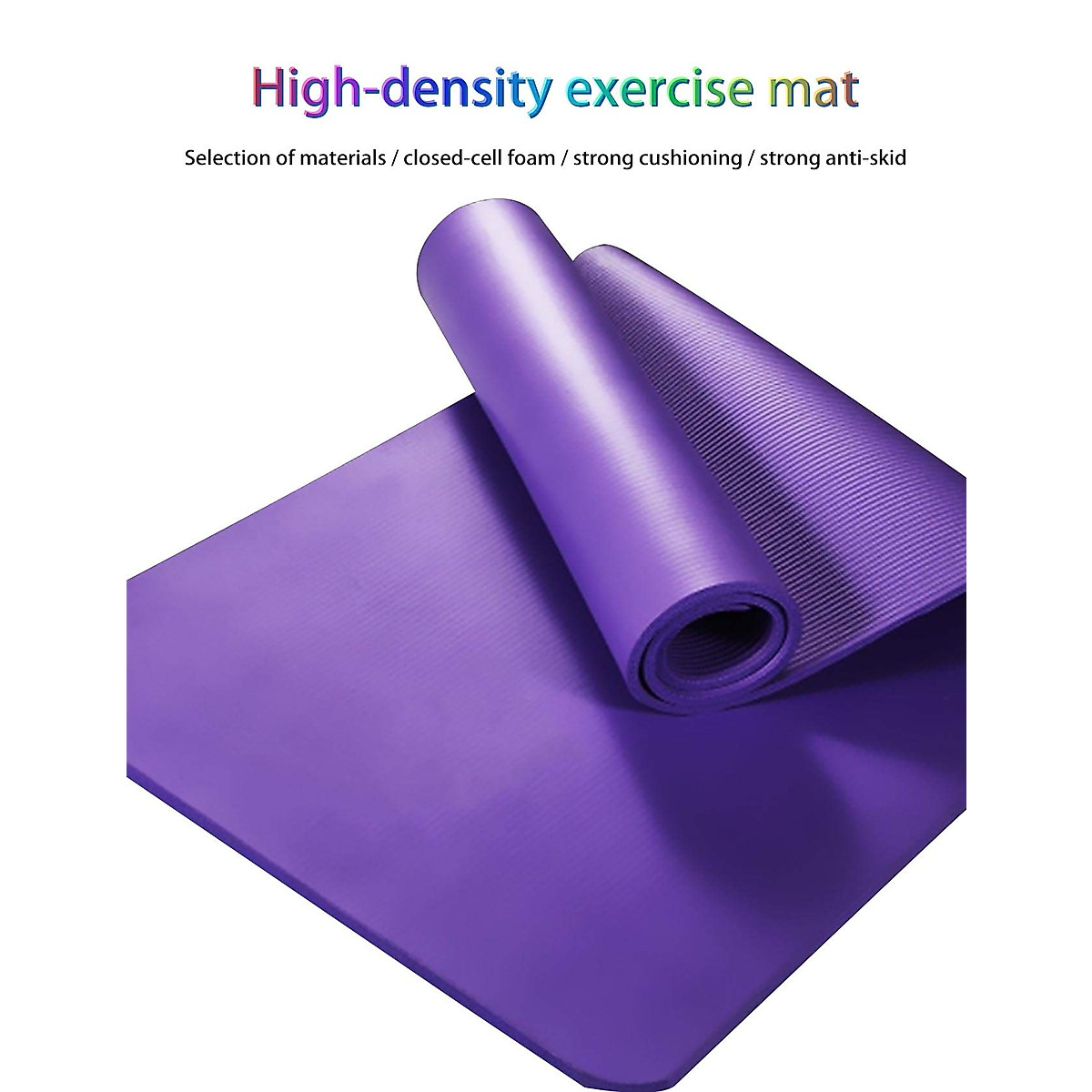 Letuwj Thick Non Slip Yoga Exercise Mat for Home Gym with Carrying Strap Black 72x24x0.4inch