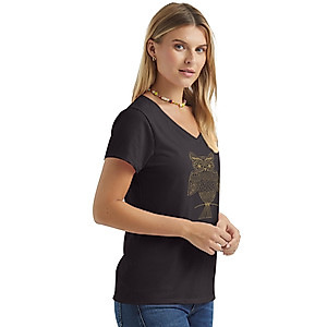 Hanes Womens Short Sleeve Graphic V-neck Tee Fashion-t-shirts, Whoot Whoo/Black, X-Large US