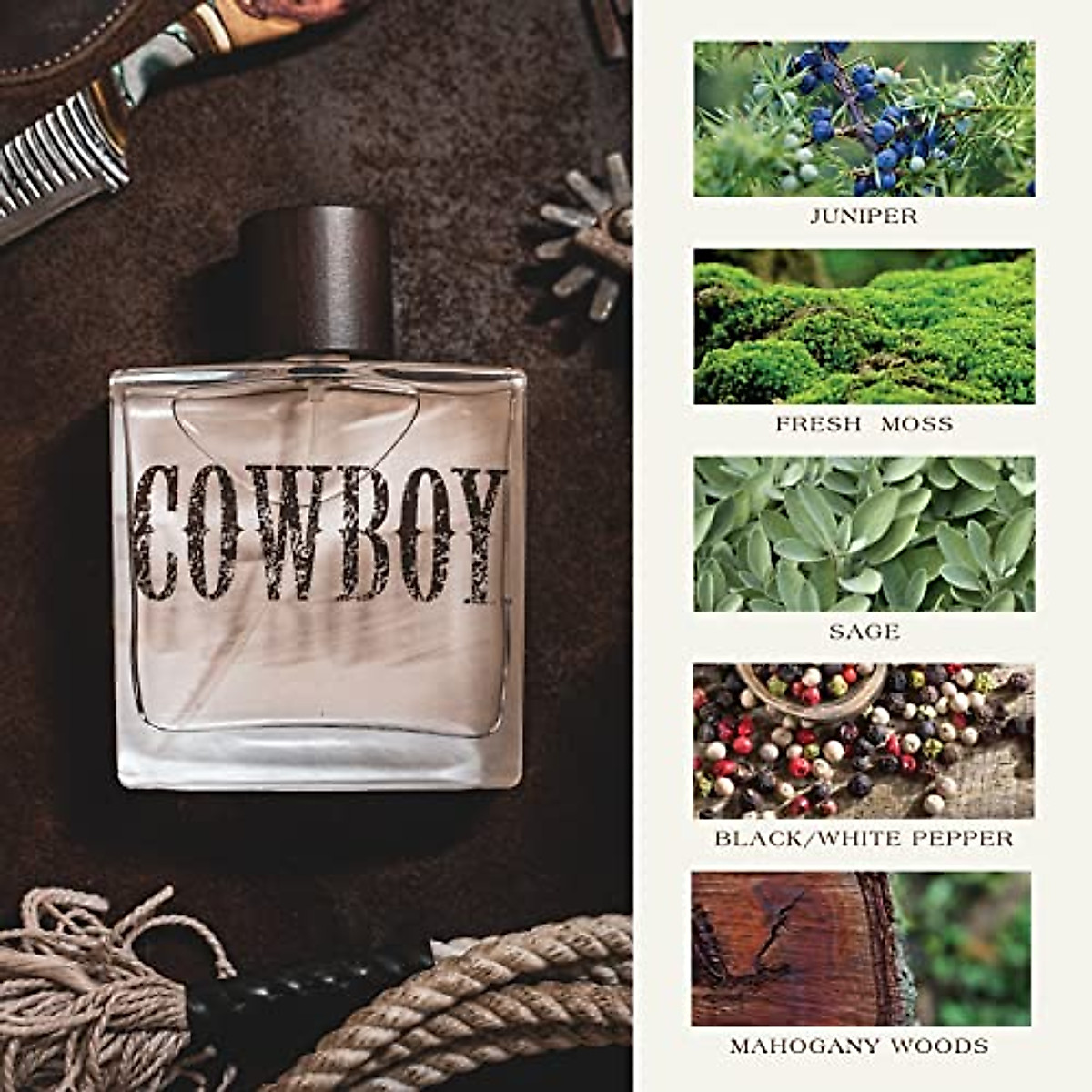 Tru Western Cowboy Men's Cologne, 3.4 fl oz (100 ml) - Woodsy, Warm, Rugged