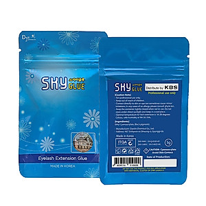 Sky Glue 2 Bottles Long Retention Eyelash Extensions Glue Sky S+ 5ml Professional Black Eyelash Extension Adhesive 1-2s Fast Drying 6-8 Weeks Lasting time by KBS with 2 Eyepatches (TwoTwo Pack)