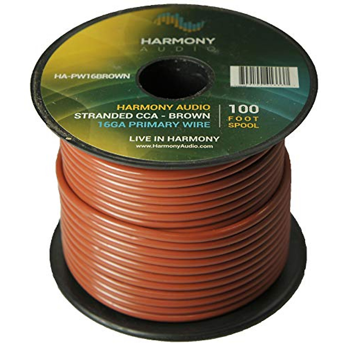 Harmony Audio Primary Single Conductor 16 Gauge Power or Ground Wire - 2 Rolls - 200 Feet - Gray & Brown for Car Audio/Trailer/Model Train/Remote