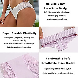 Cheeky Underwear for Women Sexy Panties No Show Stretchy with Cute Lace Seamless Breathable Underwear Women Pack of 6 S-2XL