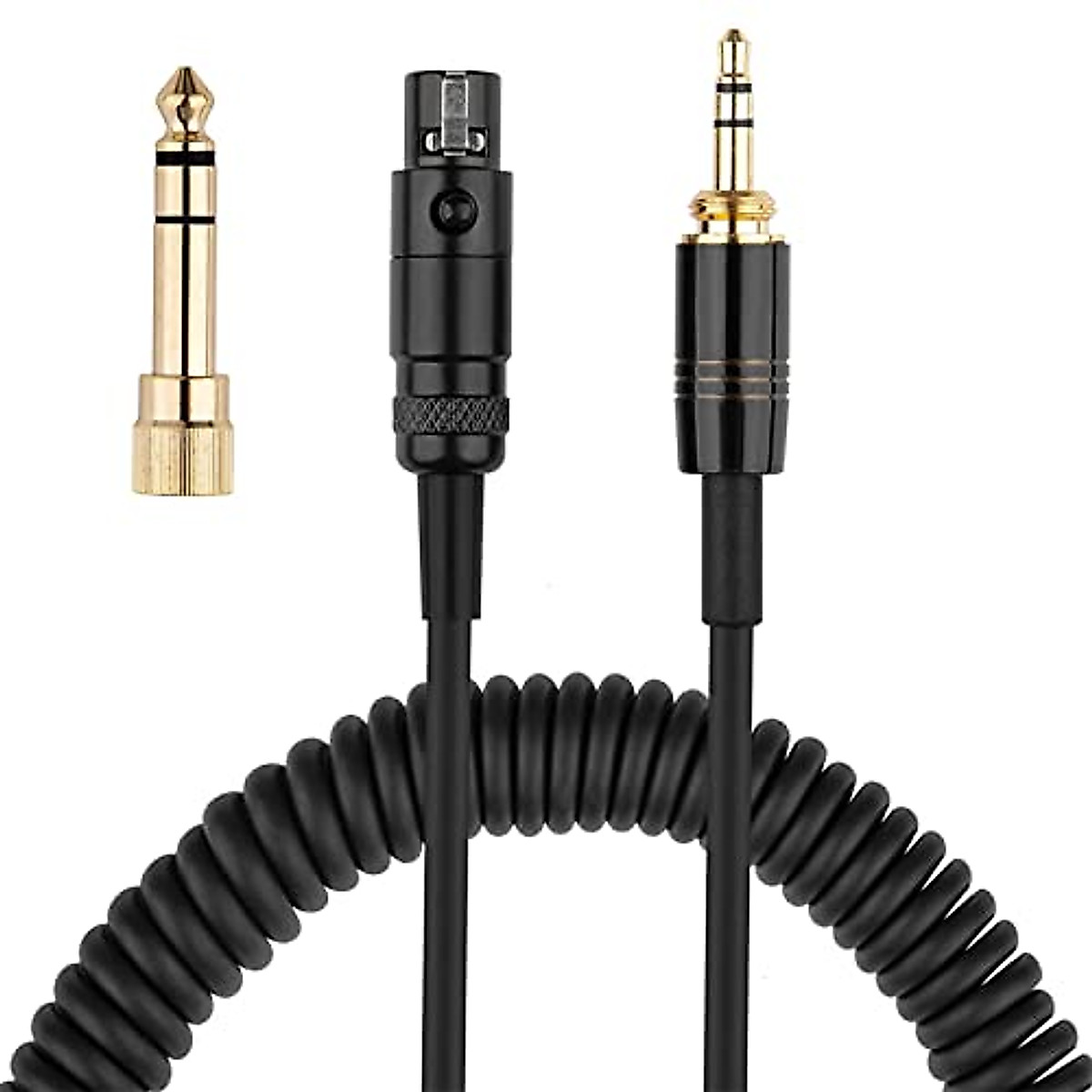 Q701 Cable Coiled Audio Cord Compatible with AKG K712 K240 K240S K702 K141 K171 K181 K271 MK II K241 K175 K275 K712 K553 MKII M220 Headphone Aux Cable Wire with 6.35mm Adapter(4ft Extends to 10ft)