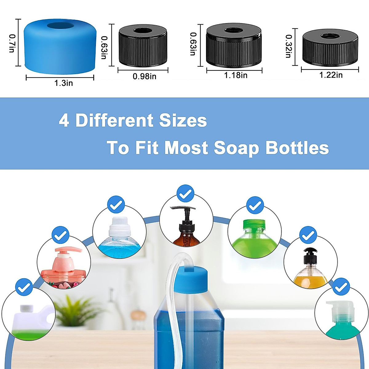 Xlajiao Sink Soap Dispenser Extension Tube Kit with Upgraded Check Valve, Premium 47" Under Counter Soap Dispenser Tube for Kitchen Sink, Powerful Suction, Never Fill The Little Bottle Again