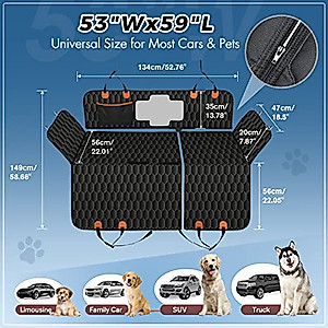 Chumajor 6-in-1 Dog Car Seat Cover for Back Seat,60/40 Split 100% Waterproof Dog Hammock for Car,Trucks Suvs-Scratchproof Nonslip Back Seat Protector for Dog