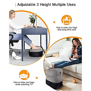 BLABOK Inflatable Foot Rest for Air Travel, Airplane Footrest Adjustable Height Travel Foot Pillow for Kids & Adults on Plane,Car,Train,Office (Grey)