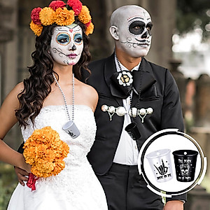 Kigeli 12 Pcs Bride or Die Bachelorette Shot Glass Beaded Necklace Halloween Till Death Do Us Party Plastic Shot Glass Necklaces Halloween Gothic Skull Bridal Shower Party Favor for Wedding