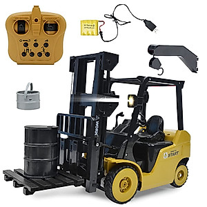 QIYHBVR Remote Control Forklift 1/8 Scale RC Forklift, 2.4Ghz RC Construction Engineering Forklift Toy Warehouse Truck Vehicle 11 Channel Toy Forklift with Light/Sound