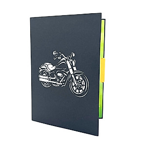 Niumcraft Pop Up Greeting Card Classic Motorcycle Rider Card Birthday Card for Him Husband Boyfriend Thank You Card Adventure Motor Bike Road Trip