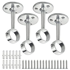 WMYCONGCONG 4 PCS Shower Curtain Closet Rod Holder Ceiling-mounted Curtain Rod Bracket 1 Inch Diameter Shower Curtain Flange Pole End Supports