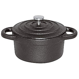 BelleVie Black Pre-seasoned Cast Iron Mini Dutch Oven, Dia 4" x H 2", 8 1/2 Oz."