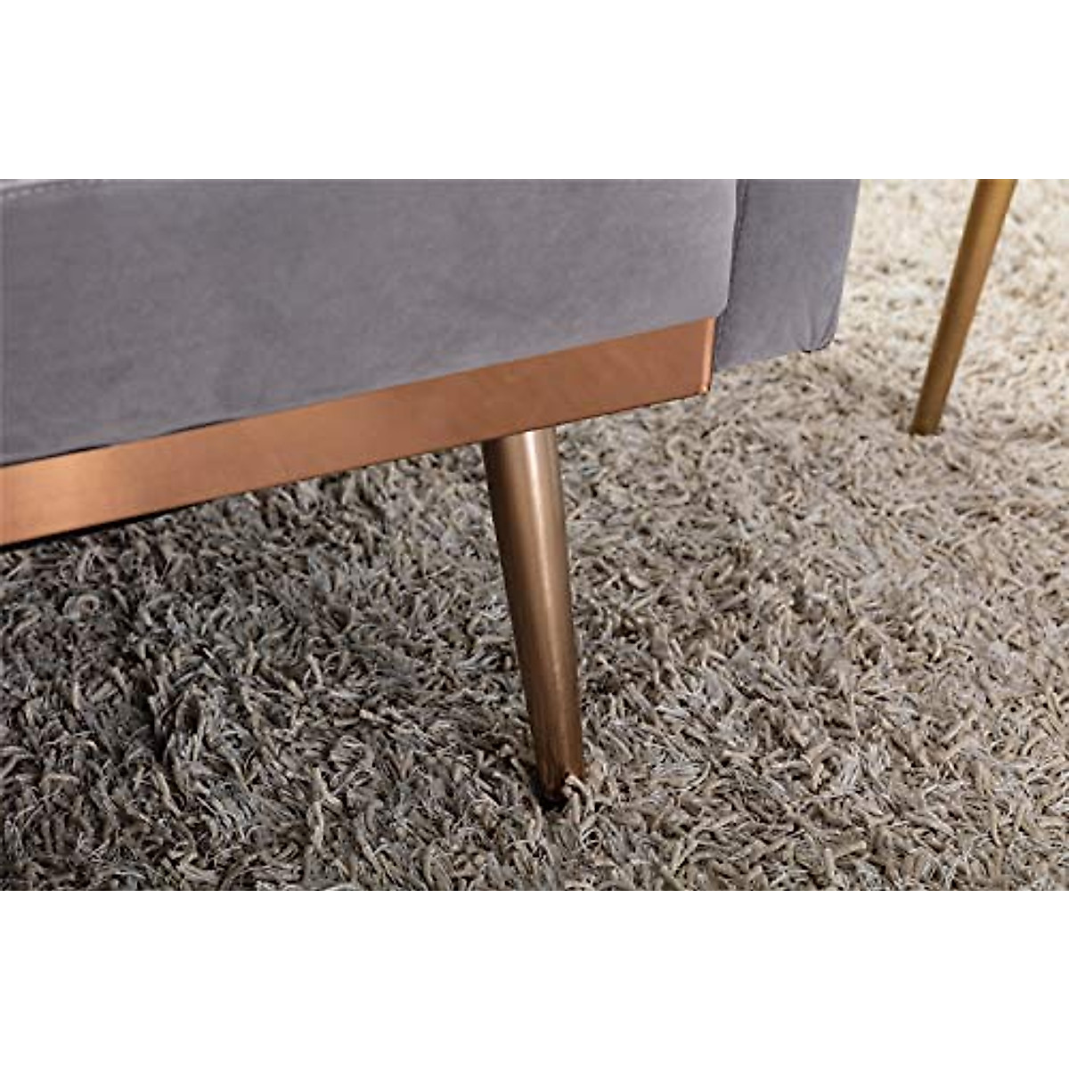 NOSGA Velvet Sofa, Convertible Loveseat Accent Sofa with Two Pillows, Modern Sleeper Sofa Couch Rose Gold Metal Feet for Living Room, Bedroom (Grey)