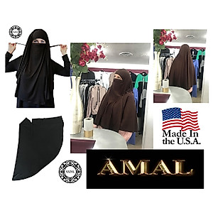 AMAL Niqab Muslim Nikab Women Burka Overhead Jilbab Long Hijab Abaya Khimar (Black)