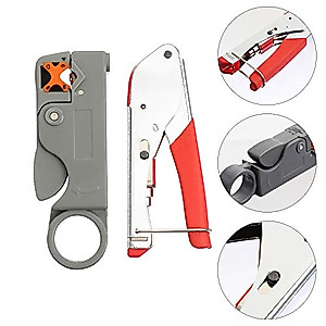 2 Pcs Coax Cable Crimper Coaxial Compression Tool Kit Wire Stripper Hand Tool