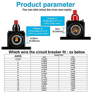 50 Amp Fuse Holders,Audio Circuit Breaker,Reset Fuse Inverter 12V-24V DC Replace Fuses for Car Audio and Amps Overload Protection