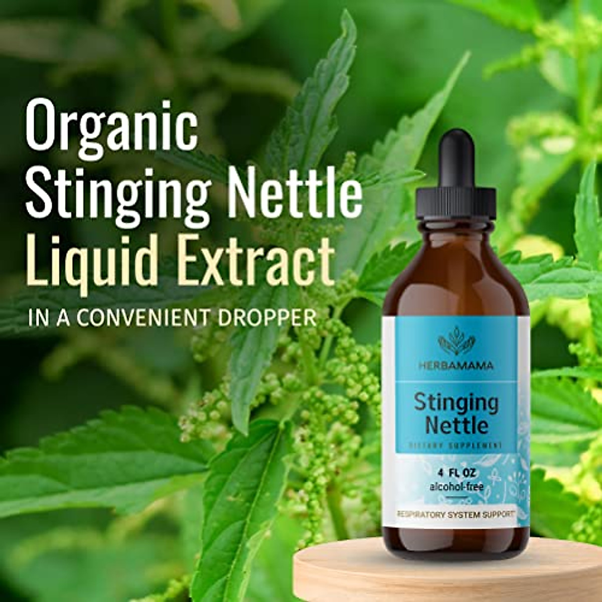 HERBAMAMA Stinging Nettle Root Tincture - Organic Stinging Nettle Root Liquid Extract - Urtica Dioica Herbal Drops Supplement - 4 fl oz