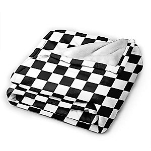 JASMODER Fall Throw Blanket Black White Race Checkered Flag Soft Microfiber Lightweight Cozy Warm Blankets & Throws for Couch Bedroom Living Room