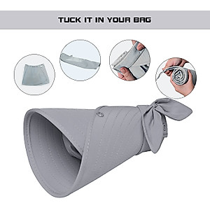 lenikis Women's UPF+50 Sun Visor Detachable Flap Hat Foldable Wide Brimmed UV Protection Hats Grey
