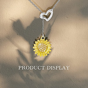 IOHUPCI Sunflower Necklace Jewelry 925 Sterling silver -You Are My Sunshine Pendant Necklaces Jewelry Fashion Y Pendant Gifts for Women Wife