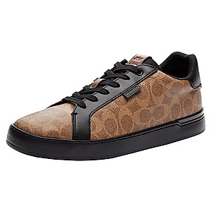 Coach Men's Lowline Signature Low Top Sneaker, Tan Black, 8