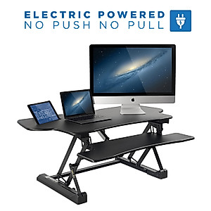 Mount-It! Electric Standing Desk Converter, 48 Inch Extra Wide Motorized Sit Stand Desk with Built in USB Port, Ergonomic Height Adjustable in Black (MI-7962)