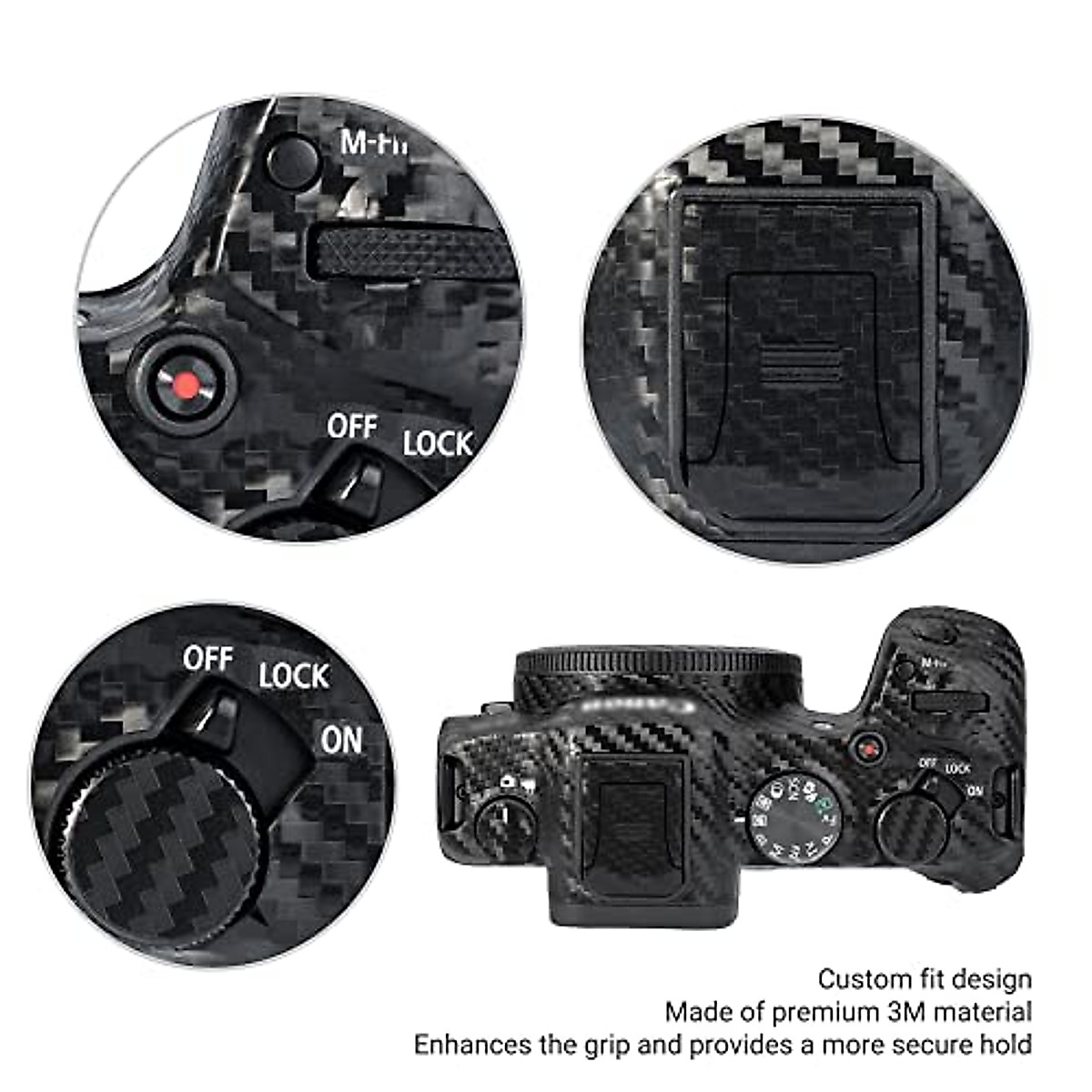 EOS R8 Skin，Anti-Scratch Anti-Wear Camera Cover Protector Sticker for Canon EOS R8 Full-Frame Mirrorless Camera Body Protective Film Protection - Carbon Fiber Black