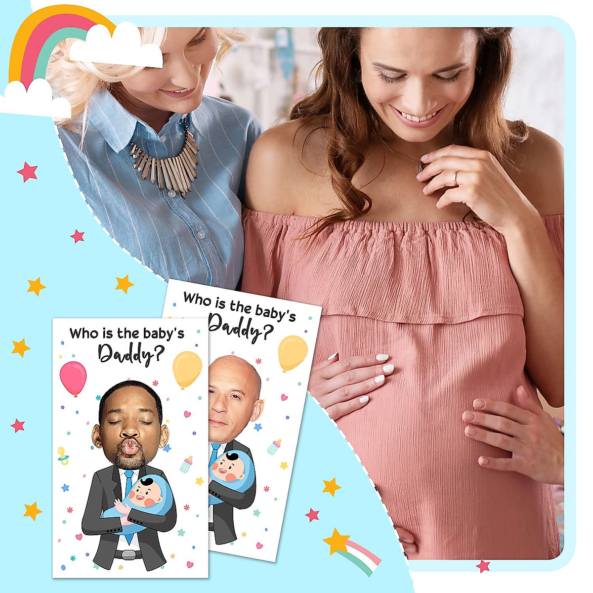 Funny Baby Shower Games Scratch Off Card, Guess Dad Scratch Off Lottery Ticket Raffle Cards Baby Shower Game, Baby Shower Party Icebreak Game Ideas for Boy and Girl, who is the Baby's Daddy-White