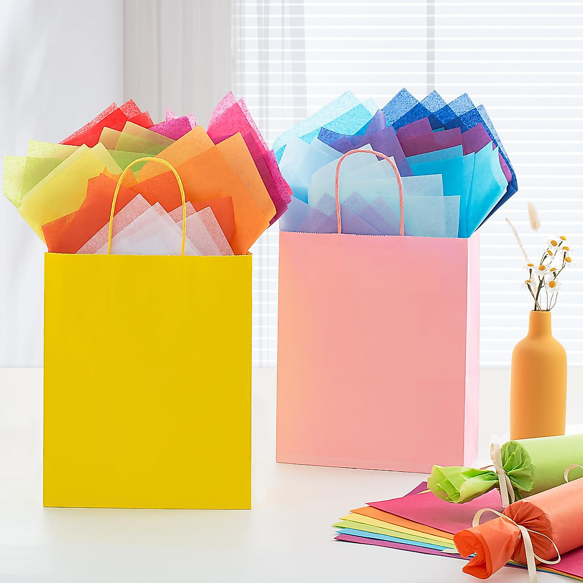 Simetufy 100 Sheets Tissue Paper for Gift Bags, 20 Colors 15 x 20 Inch Art Tissue Paper Bulk, Gift Wrapping Tissue Paper for Crafts, Holiday, Birthday, Halloween, Christmas and DIY Project