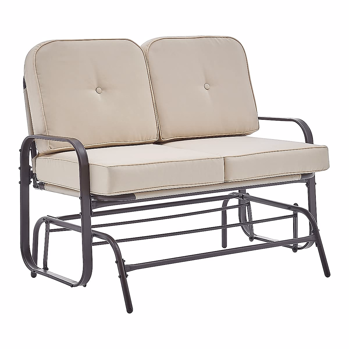 Barton 2-Person Rocking Love Seats Glider Swing Bench/Rocker for Patio, Yard with Soft Cushion, Beige