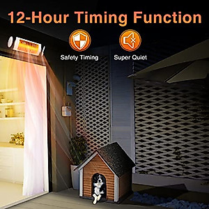 Outdoor Patio Heater, Trustech Infrared Heater with1500W, Remote Control and Timer, Indoor/Outdoor Heater with Overheat Shut Off Protection, Quiet Operation for Patio Use, Backyard,Garage,Wall Mount