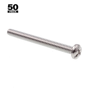 Prime-Line 9009176 Machine Screw, Pan Head, Slotted/Phillips Combo, #10-24 X 2 in, Grade 18-8 Stainless Steel, Pack of 50