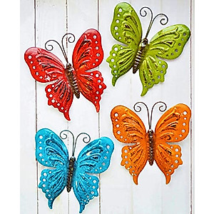 ShabbyDecor Butterfly Wall Decor for Yard Art Garden Decoration Set of 4