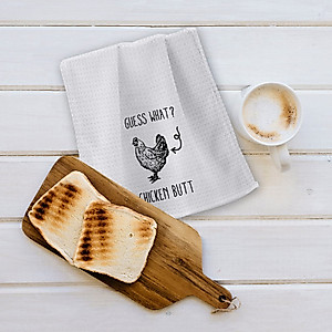 OHSUL Guess What Chicken Butt Highly Absorbent Kitchen Towels Dish Towels Dish Cloth,Funny Chicken Hand Towels Tea Towel for Bathroom Kitchen Decor,Chicken Lovers Farm Women Girls Gifts
